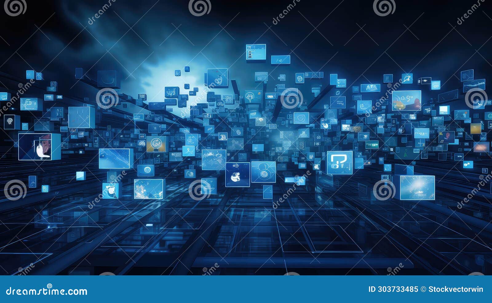 Digital Blue Internet Background Stock Illustration - Illustration of ...