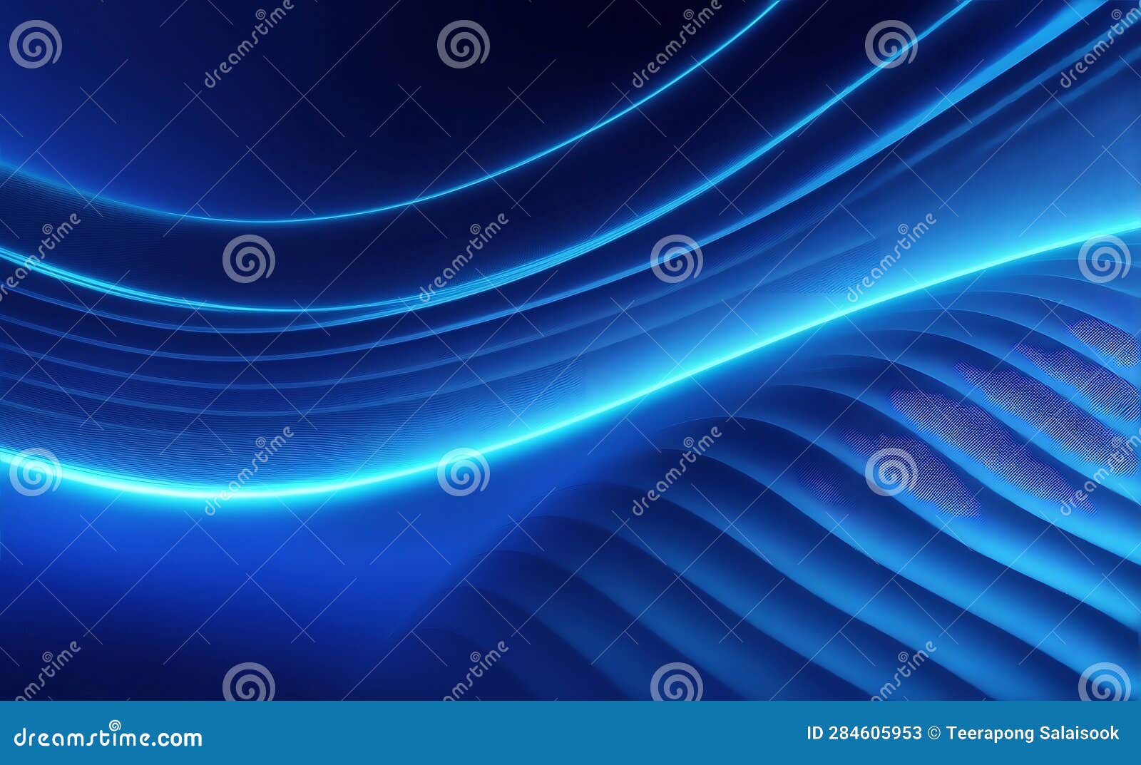 Digital Blue Neon Wave Background, Generative AI Illustration Stock ...