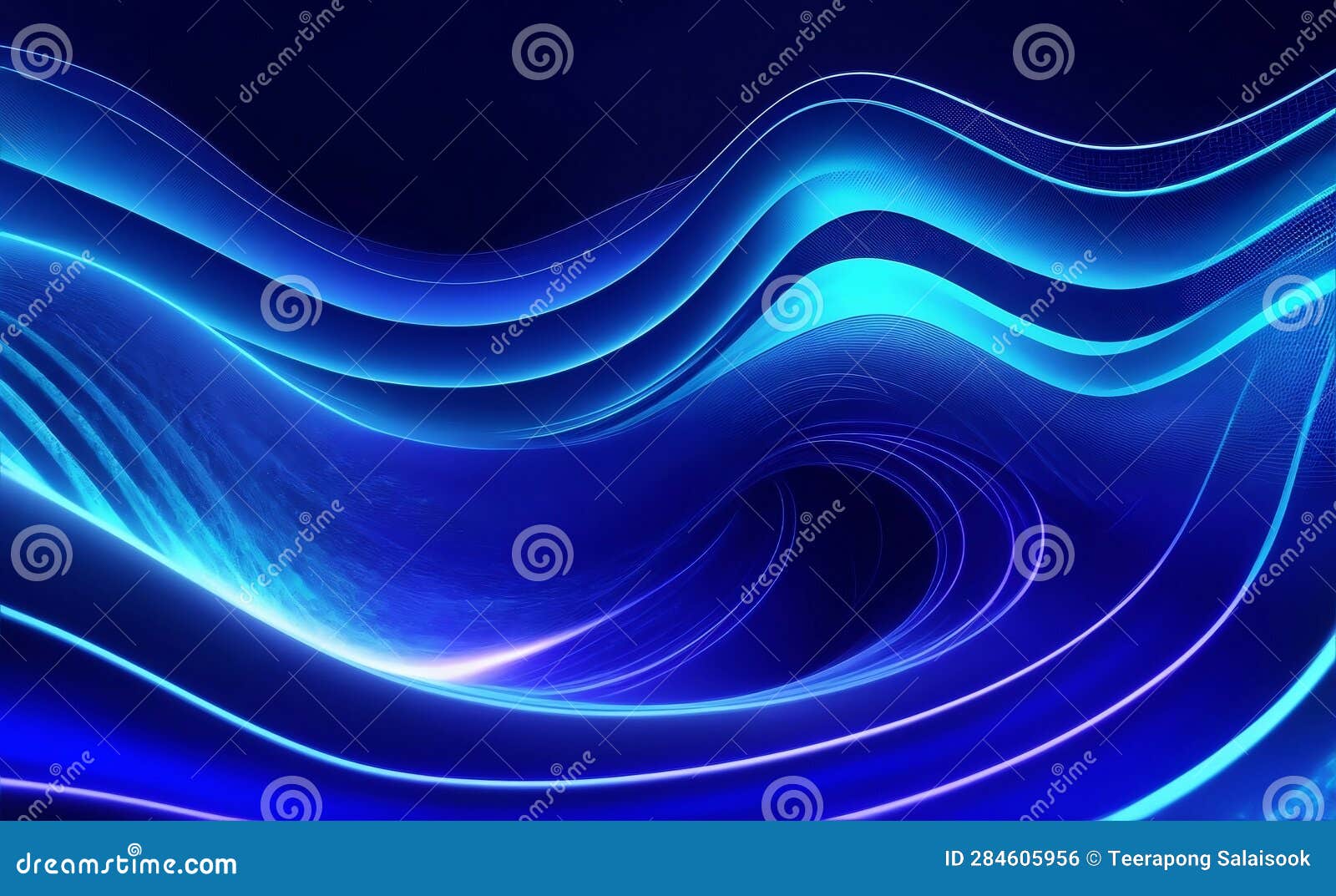 Digital Blue Neon Wave Background, Generative AI Illustration Stock ...