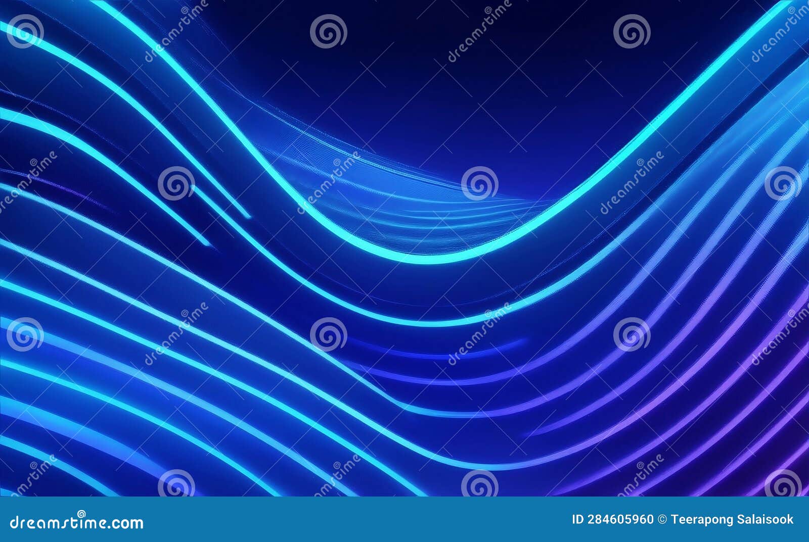 Digital Blue Neon Wave Background, Generative AI Illustration Stock ...