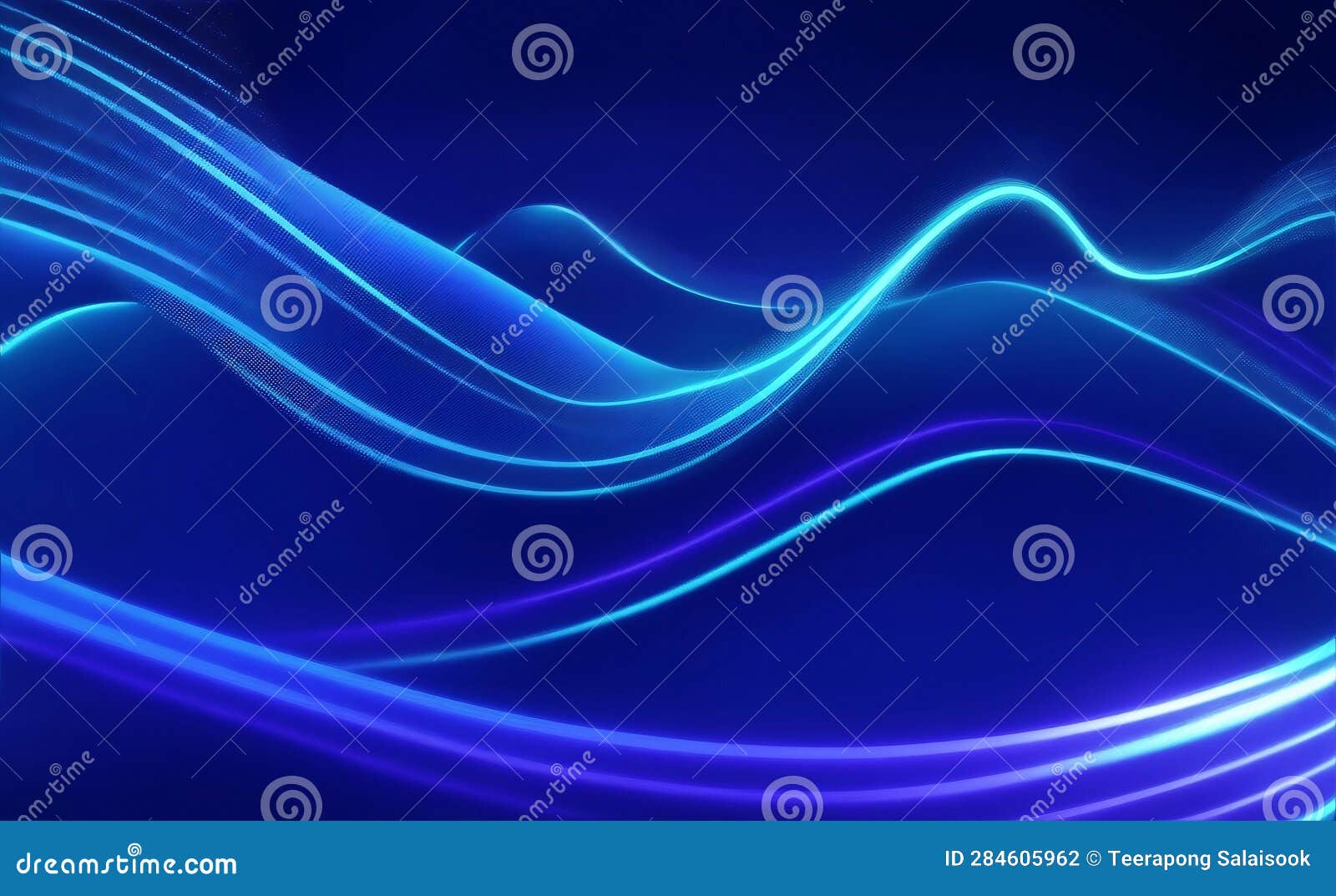 Digital Blue Neon Wave Background, Generative AI Illustration Stock ...