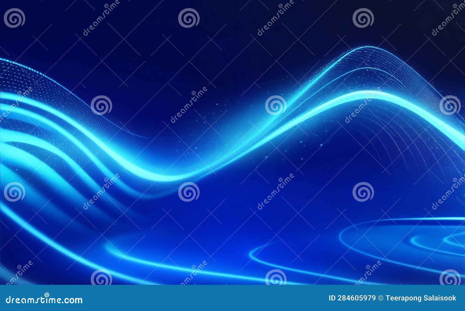 Digital Blue Neon Wave Background, Generative AI Illustration Stock ...