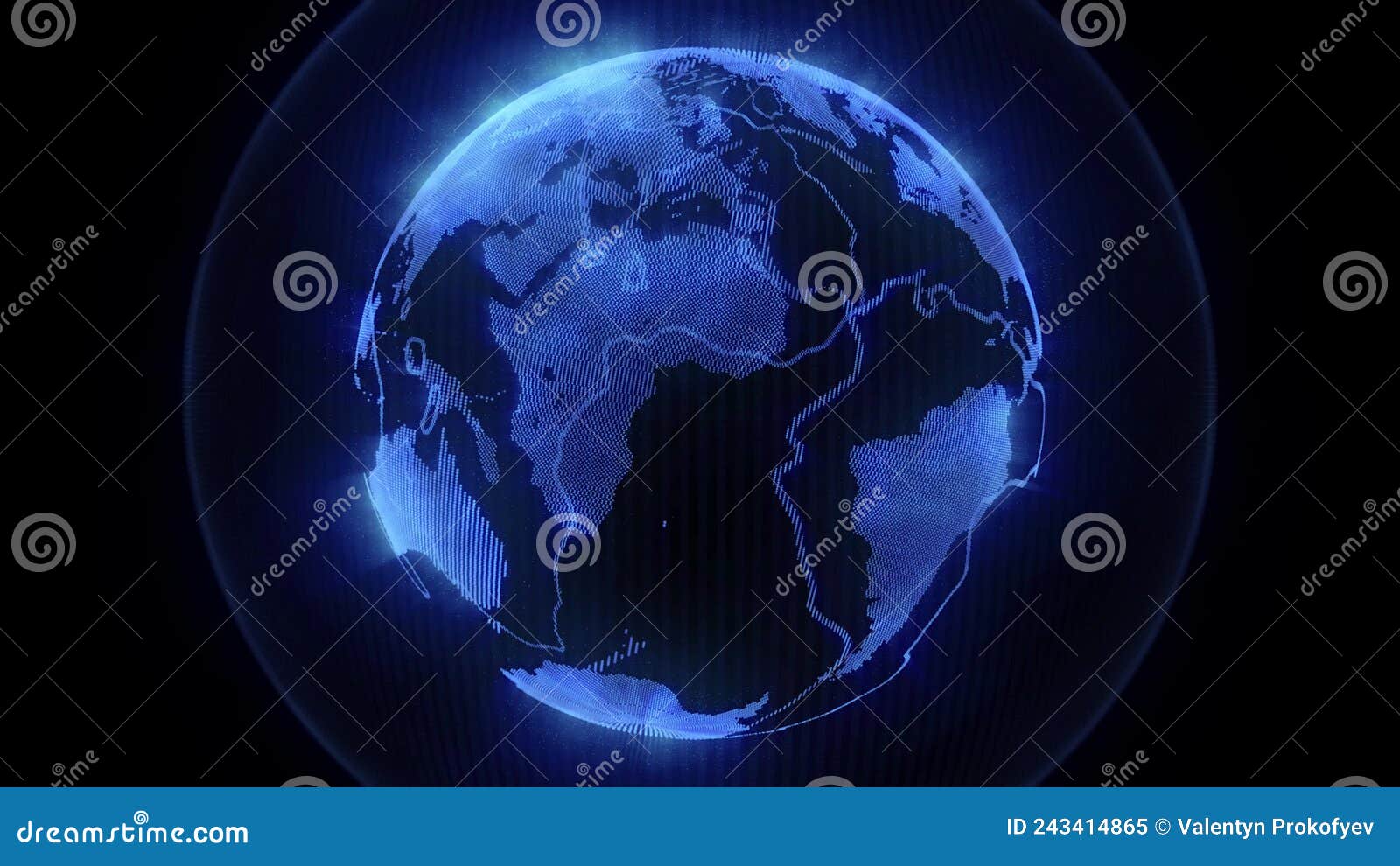 Digital Blue Planet Earth on a Black Background. Stock Video - Video of ...