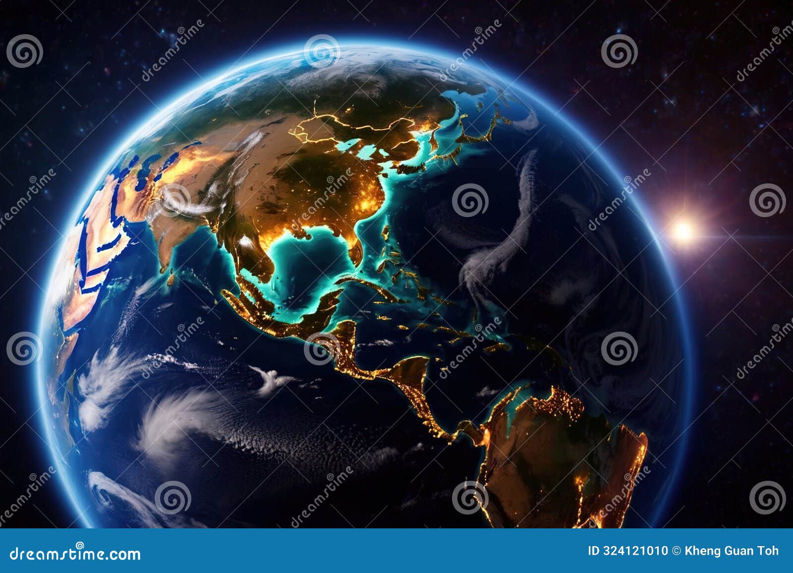 Digital Blue Planet Earth, Glowing Light Illustration Stock ...
