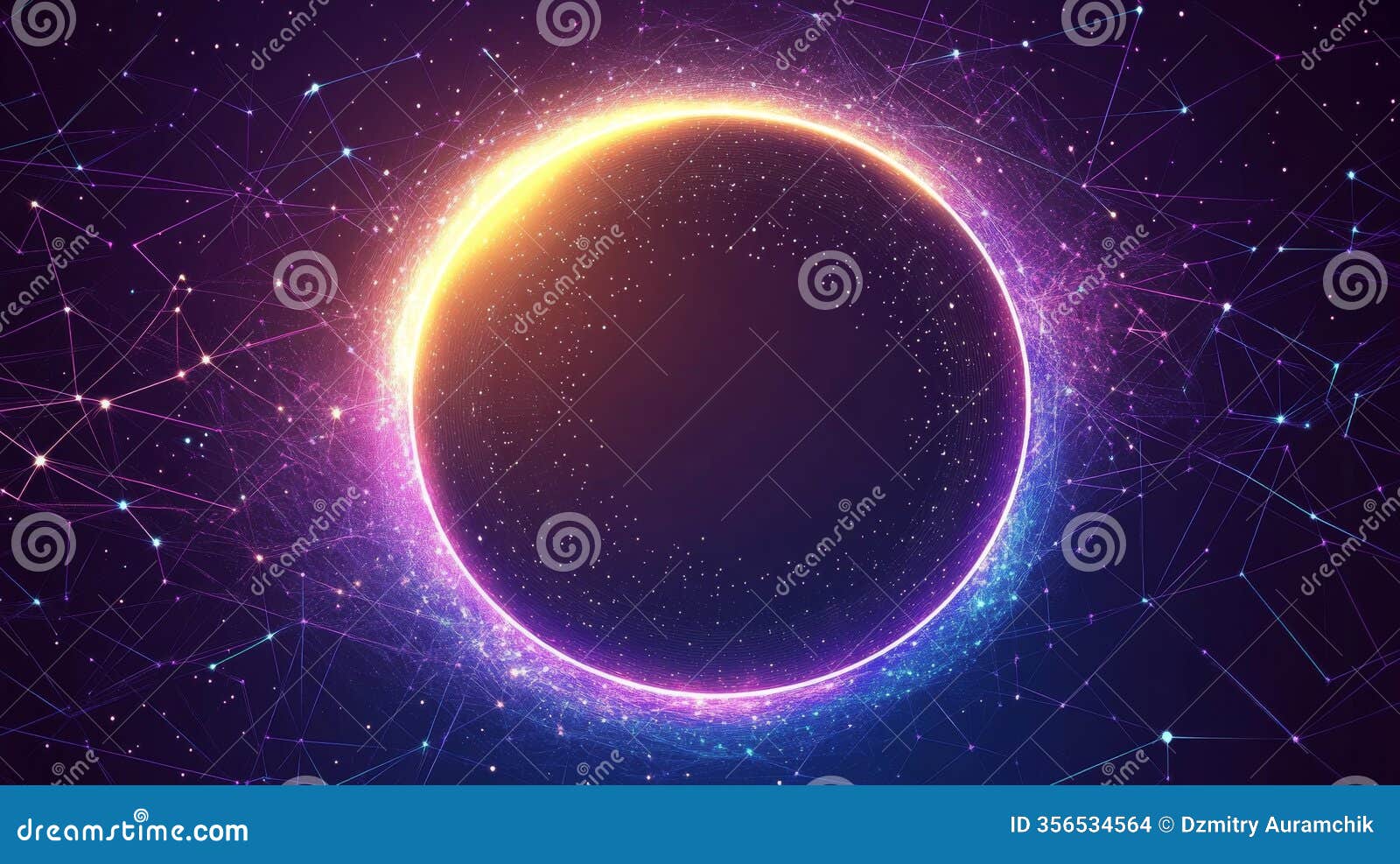 A Digital Blue and Purple Tech Circle Against a Dark Backdrop ...