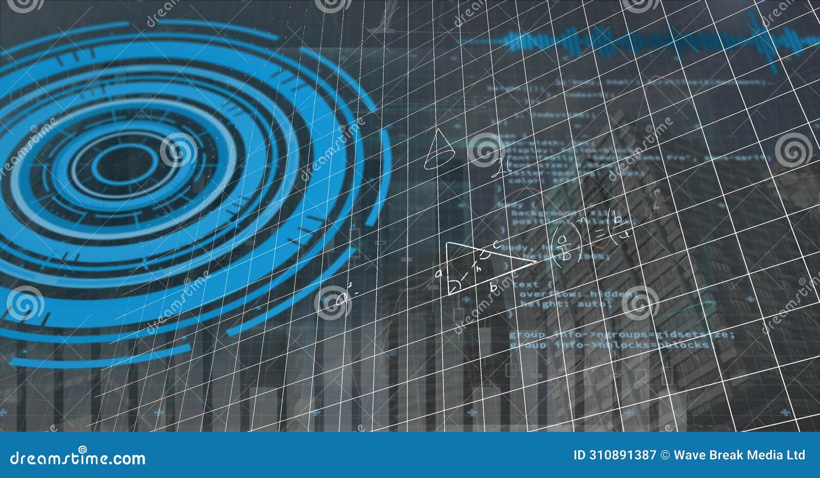 Digital Blue Scope Scans Data on a Grid, Symbolizing Global Science and ...