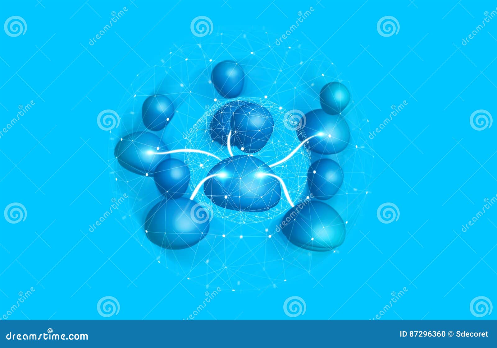 Digital Blue Social Network on 3D Rendering Stock Illustration ...