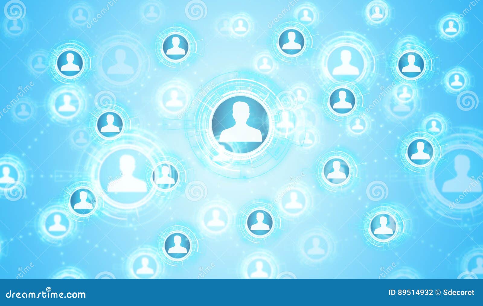 Digital Blue Social Network 3D Rendering Stock Illustration ...