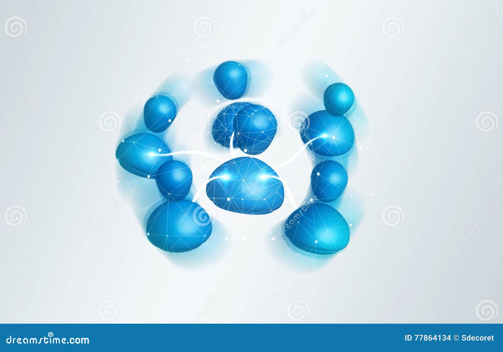 Digital Blue Social Network on 3D Rendering Stock Illustration ...