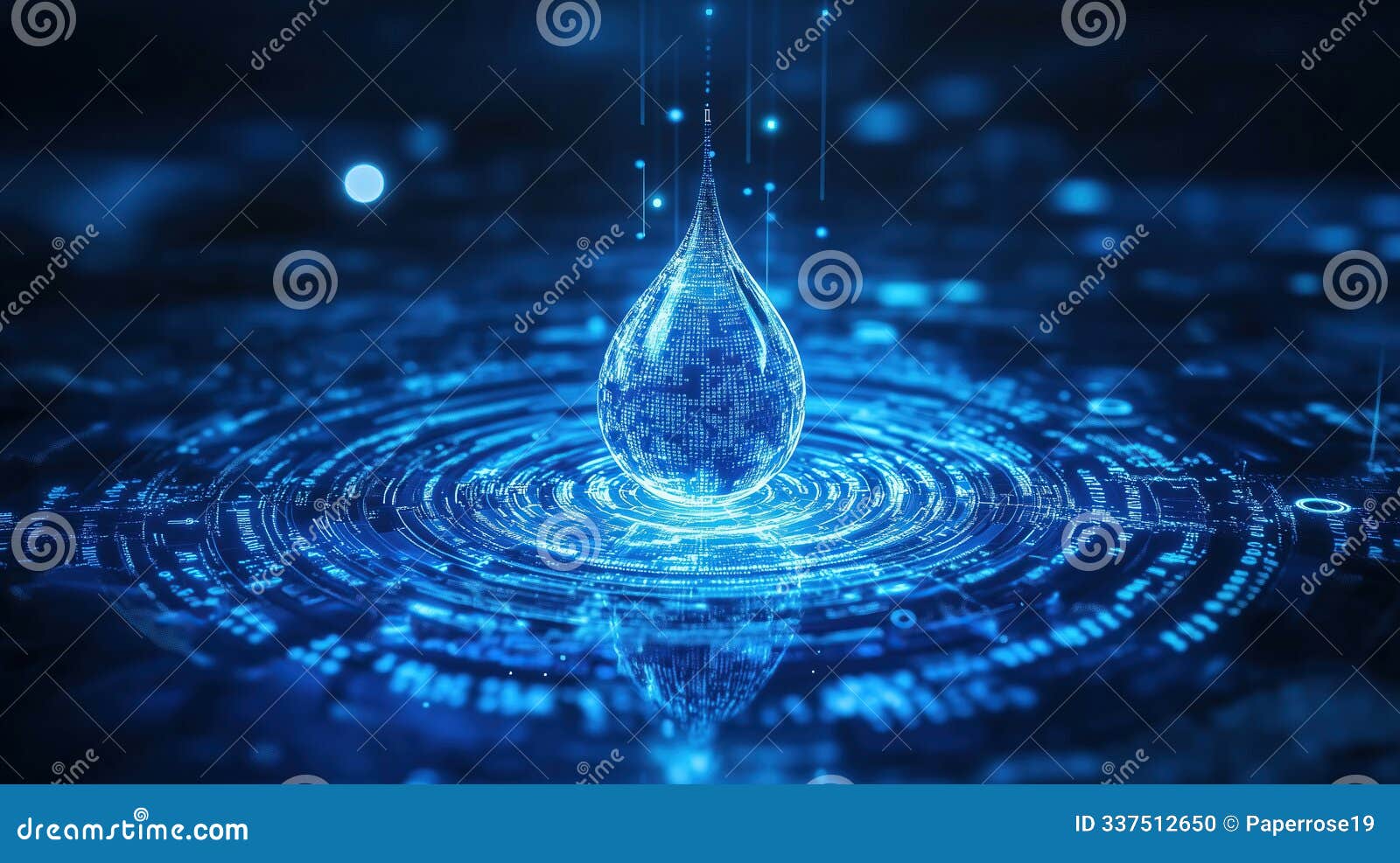 Digital Blue Water Drop Icon with Binary Code Stock Photo - Image of ...