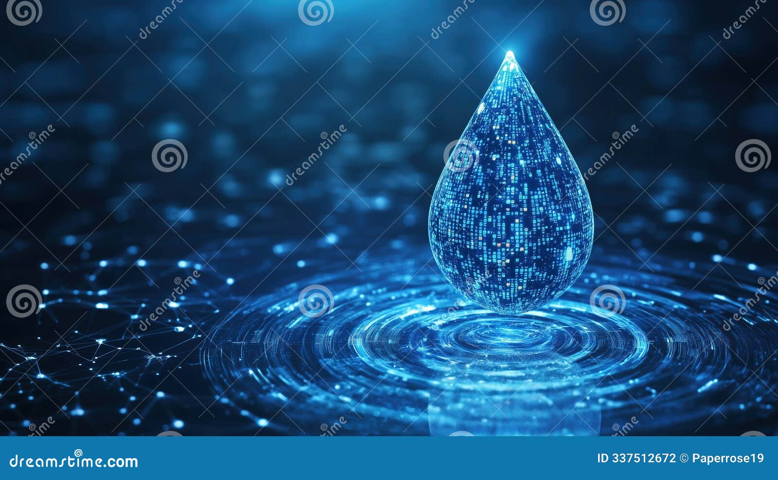 Digital Blue Water Drop Icon with Binary Code Stock Photo - Image of ...