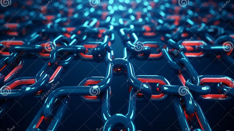 Digital Blue Web of Interconnected Chains - AI Generated Abstract ...