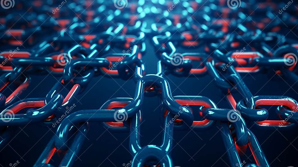 Digital Blue Web of Interconnected Chains - AI Generated Abstract ...