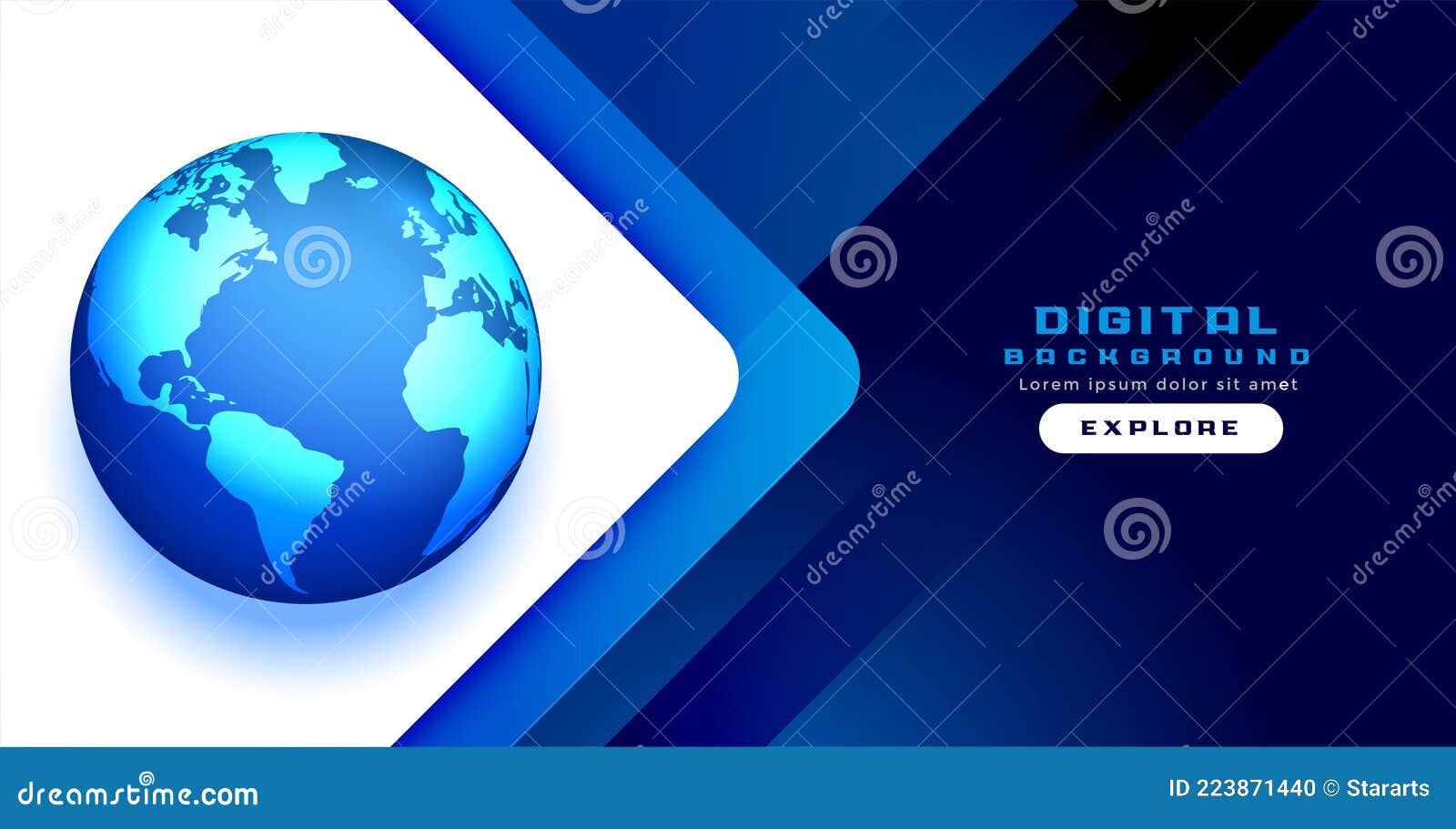 Digital Blue World Concept Banner Design Stock Vector - Illustration of ...