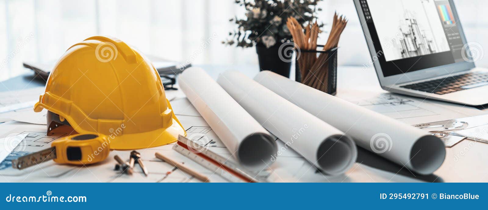 Digital Blueprint by Architecture Design Software on Laptop Screen ...