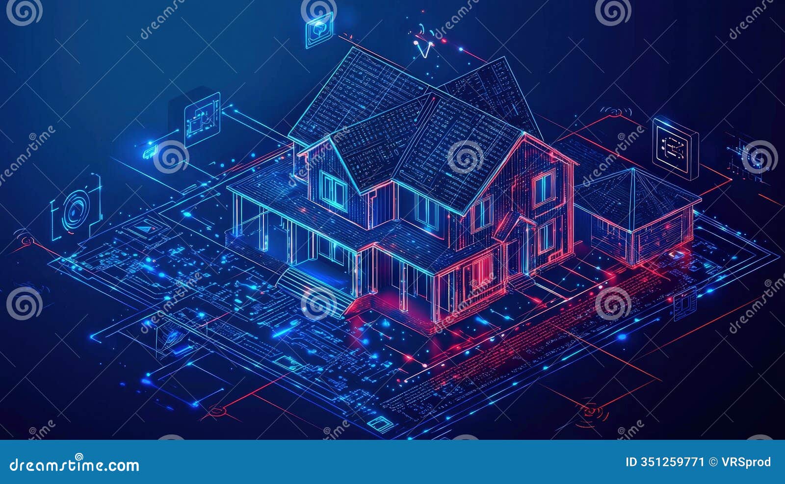 Digital Blueprint of Smart Home Technology Integration Stock Image ...