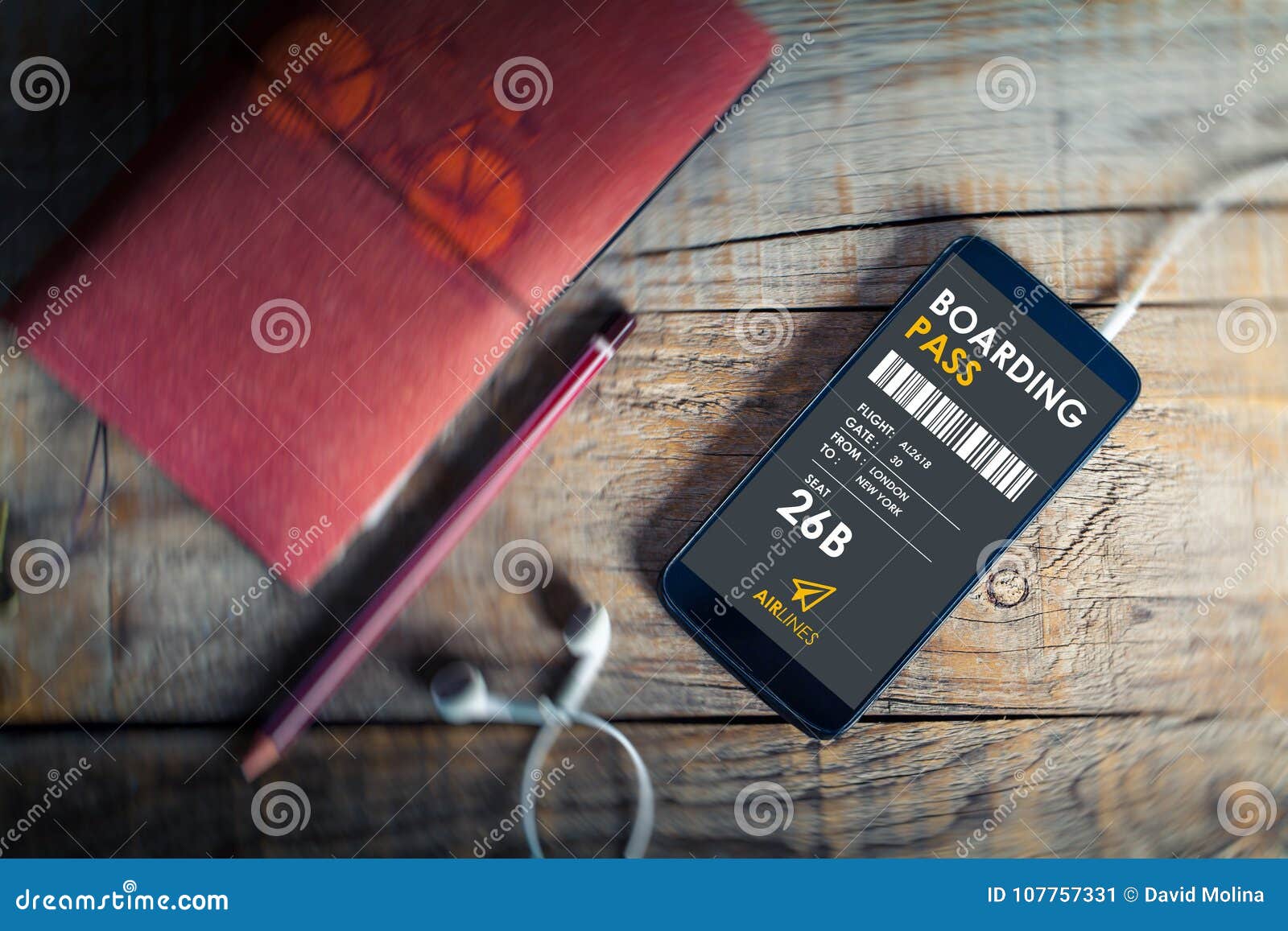 Electronic Boarding Pass in a Mobile Phone App in the Screen at the ...