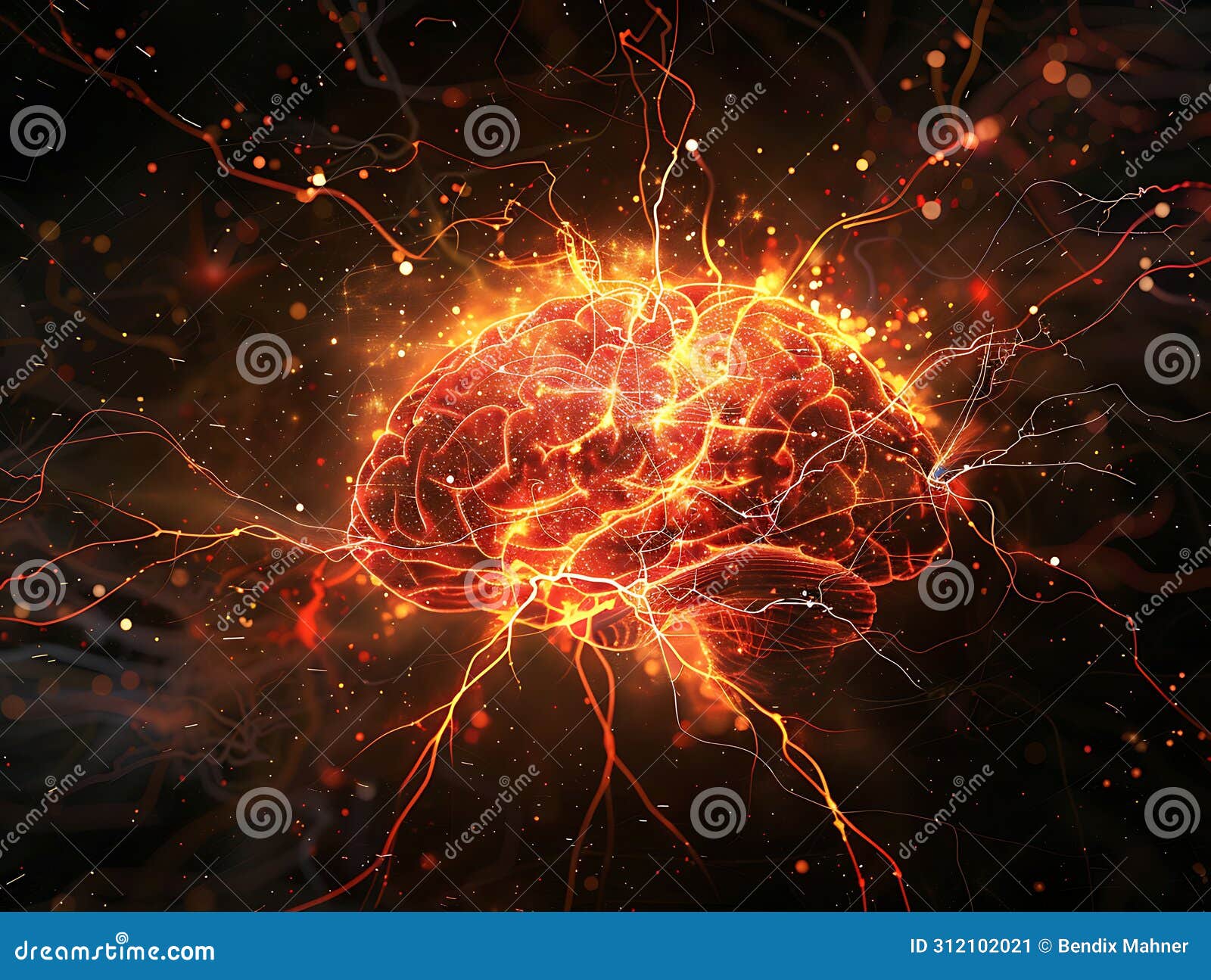 Digital Brain Abstract Background with Neurons and Synapses Connections ...