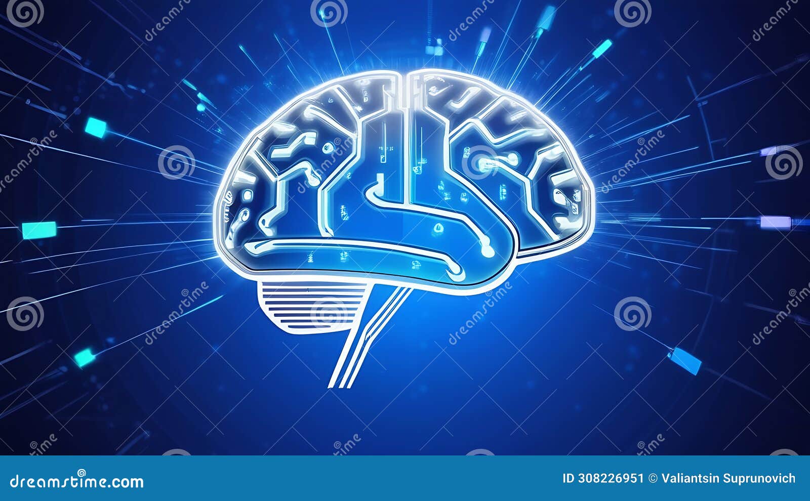 Digital Brain, AI Technology, Mind Science Concept Stock Illustration ...