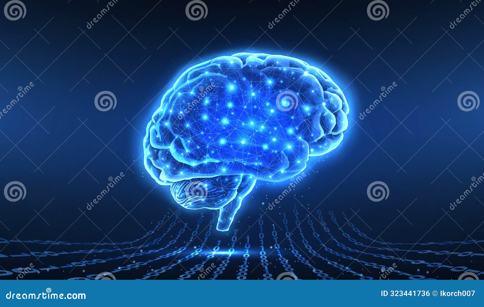Digital Brain Illustration Concept. Artificial Intelligence, Brain Science, Nervous System ...