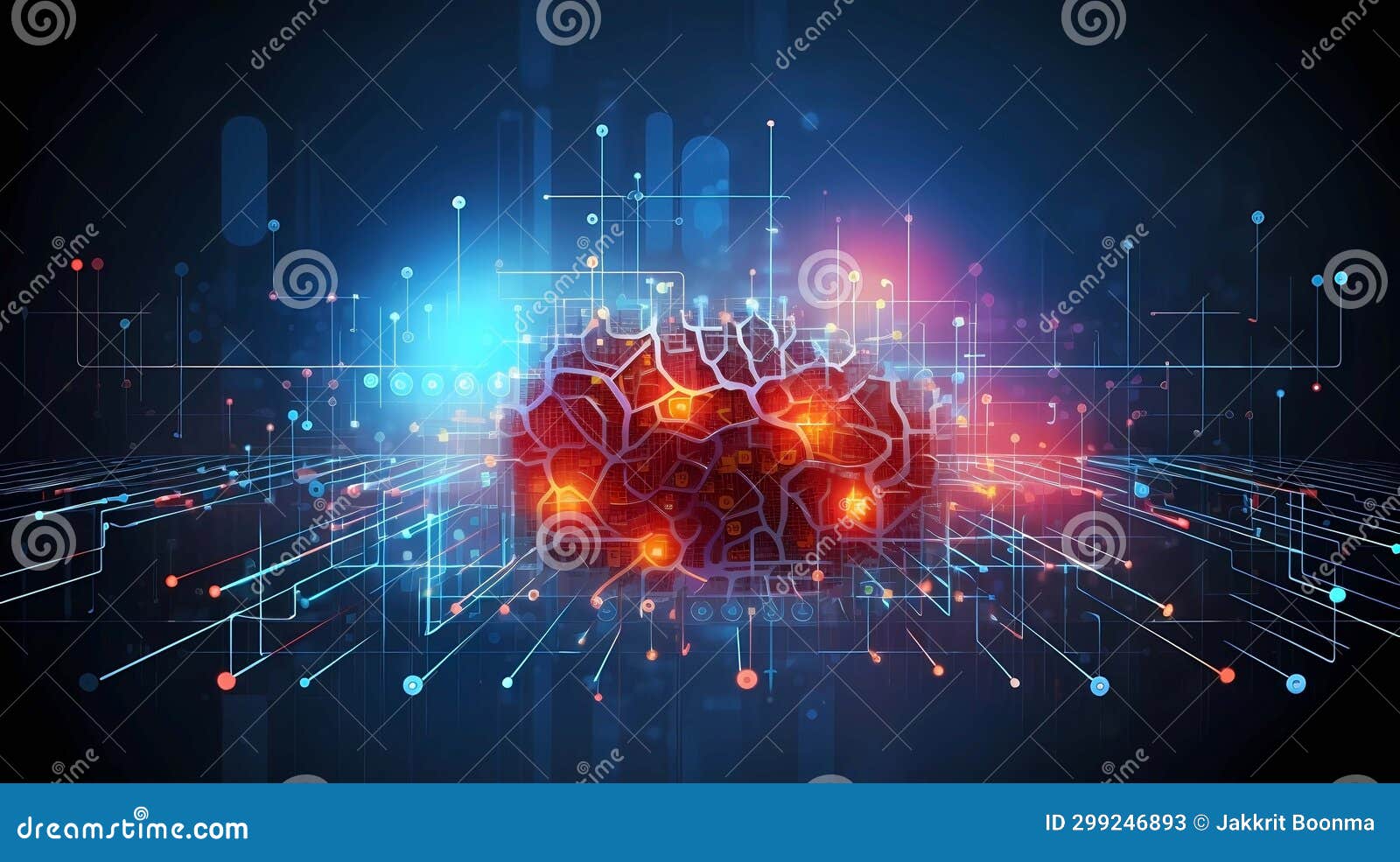 Digital Brain, Artificial Intelligence and Machine Learning Concept 3D ...