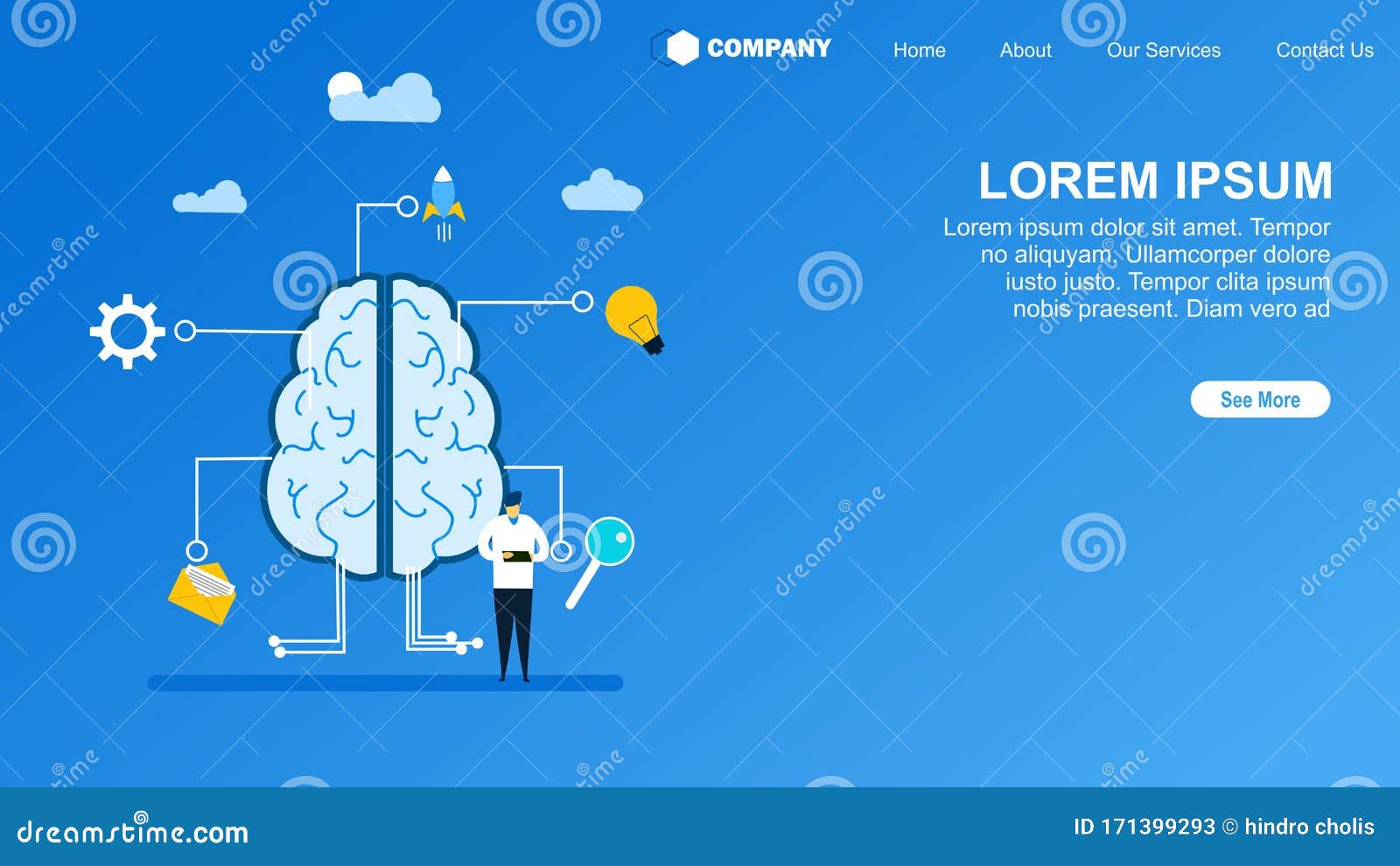 Digital Brain and Artificial Thinking Process Concept Stock Vector ...