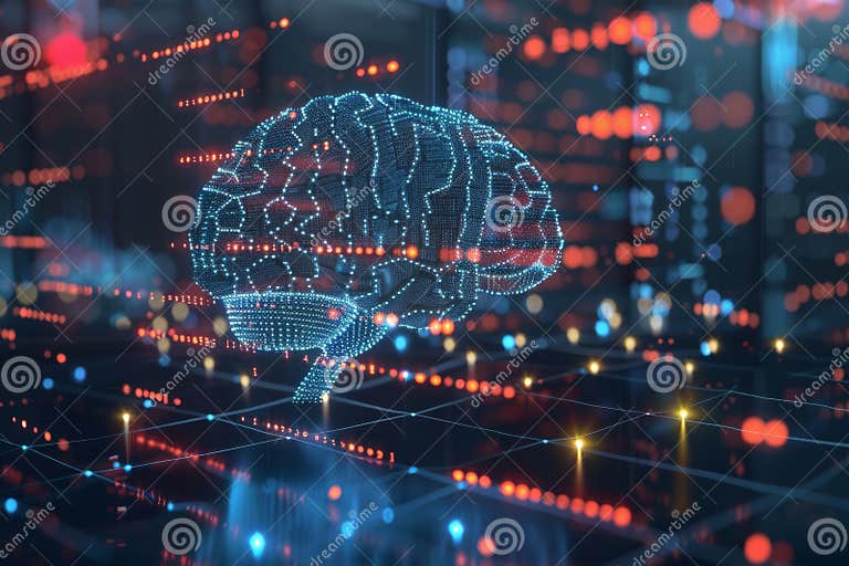 Digital Brain with Binary Code Representing Artificial Intelligence Stock Illustration ...