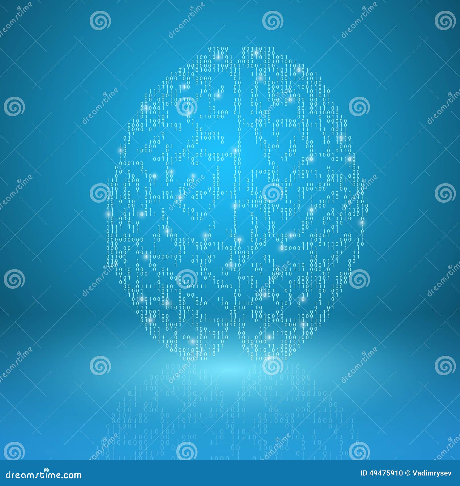 Digital Brain on Blue Background Stock Vector - Illustration of anatomy ...
