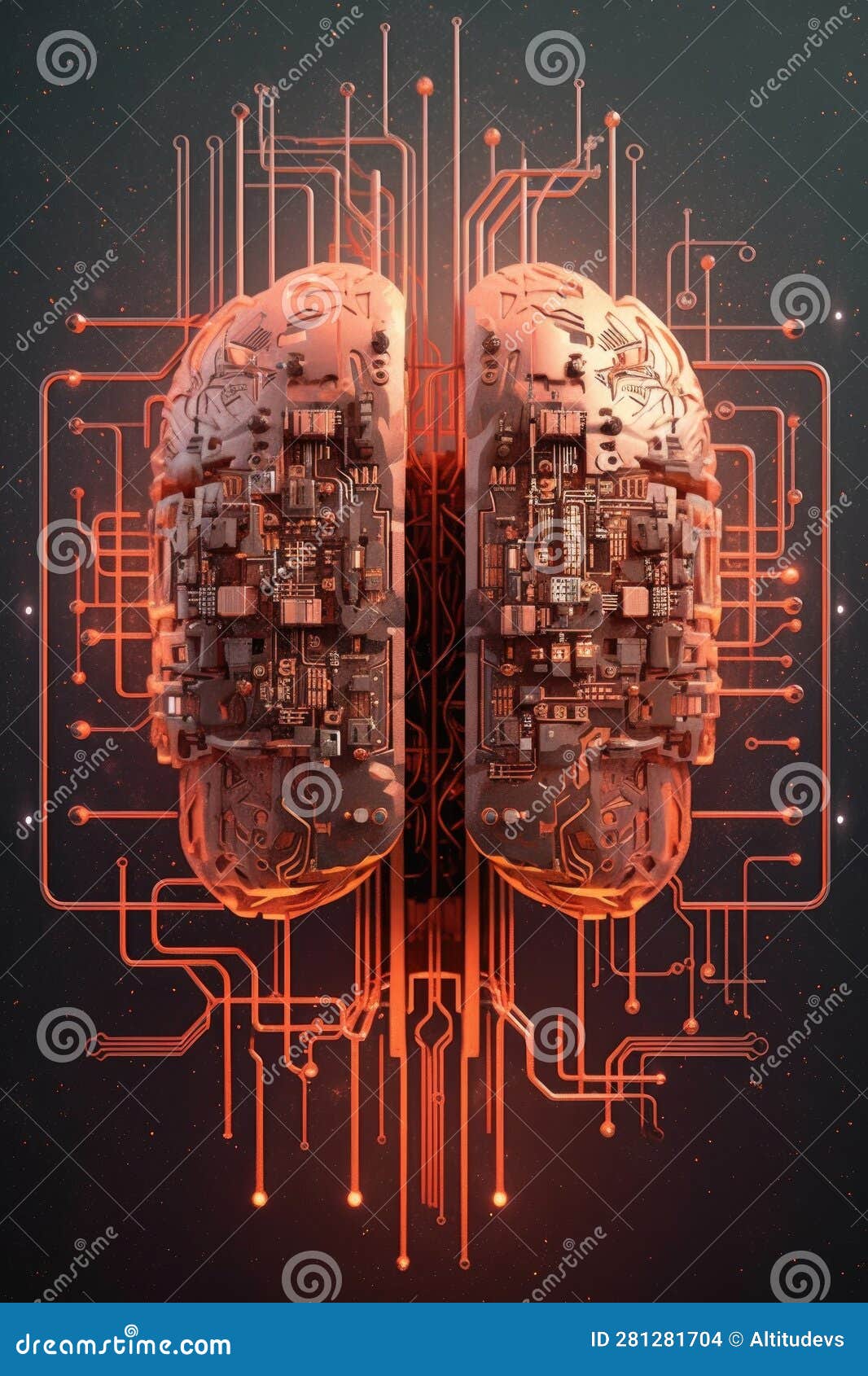 Digital Brain with Circuit Board Connections Stock Illustration ... Digital Brain with Circuit Board Connections Stock Illustration ...