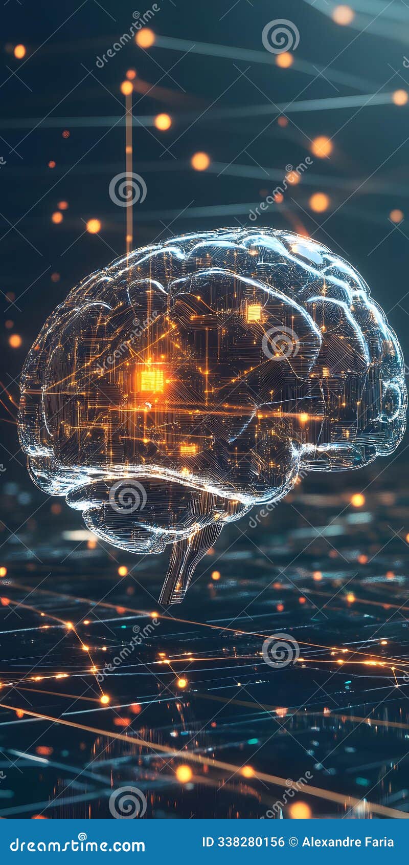 Digital Brain with Circuit Board Design Stock Illustration ...