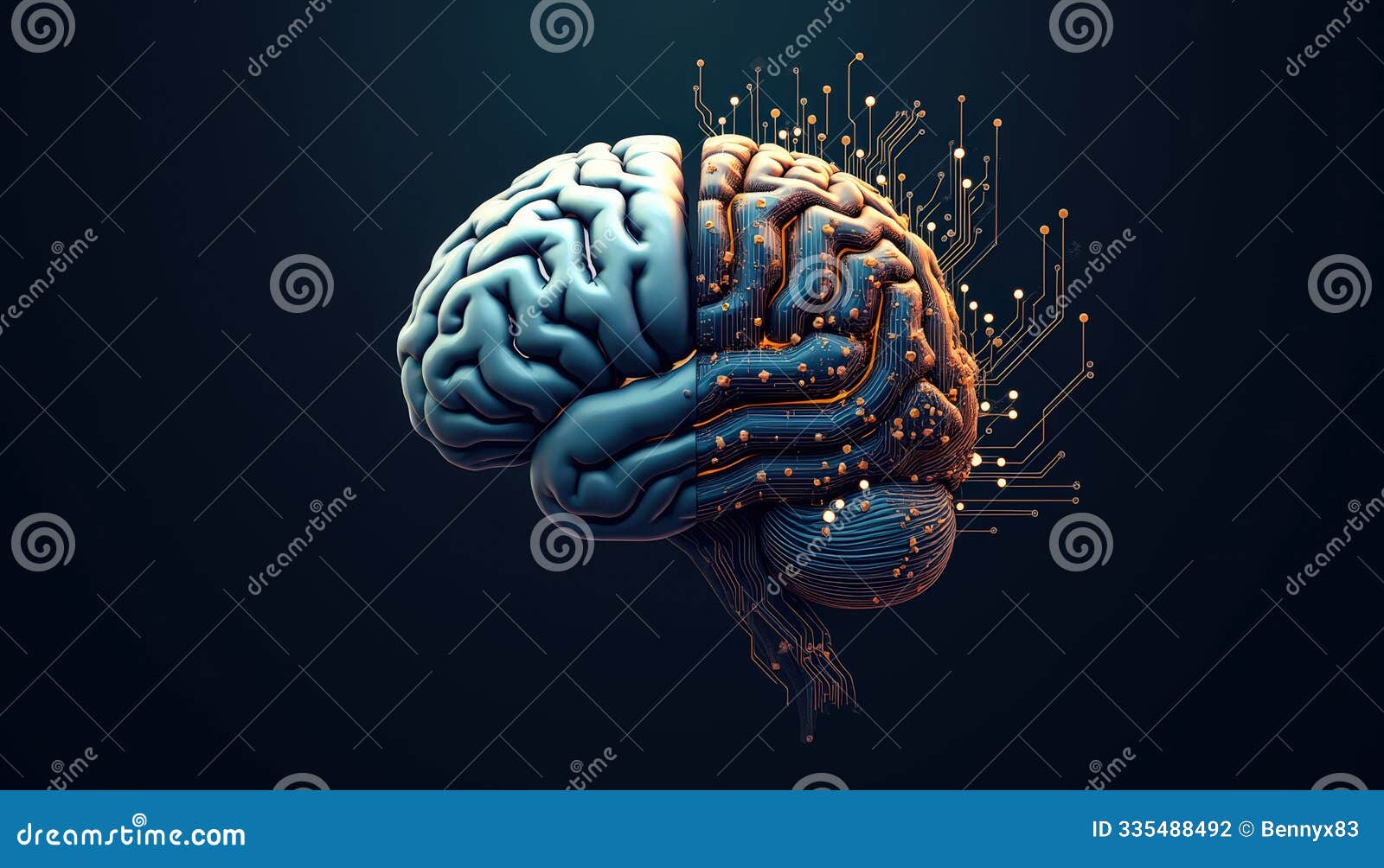 Digital Brain with Circuitry. Stock Illustration - Illustration of ...