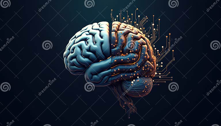 Digital Brain with Circuitry. Stock Illustration - Illustration of ...