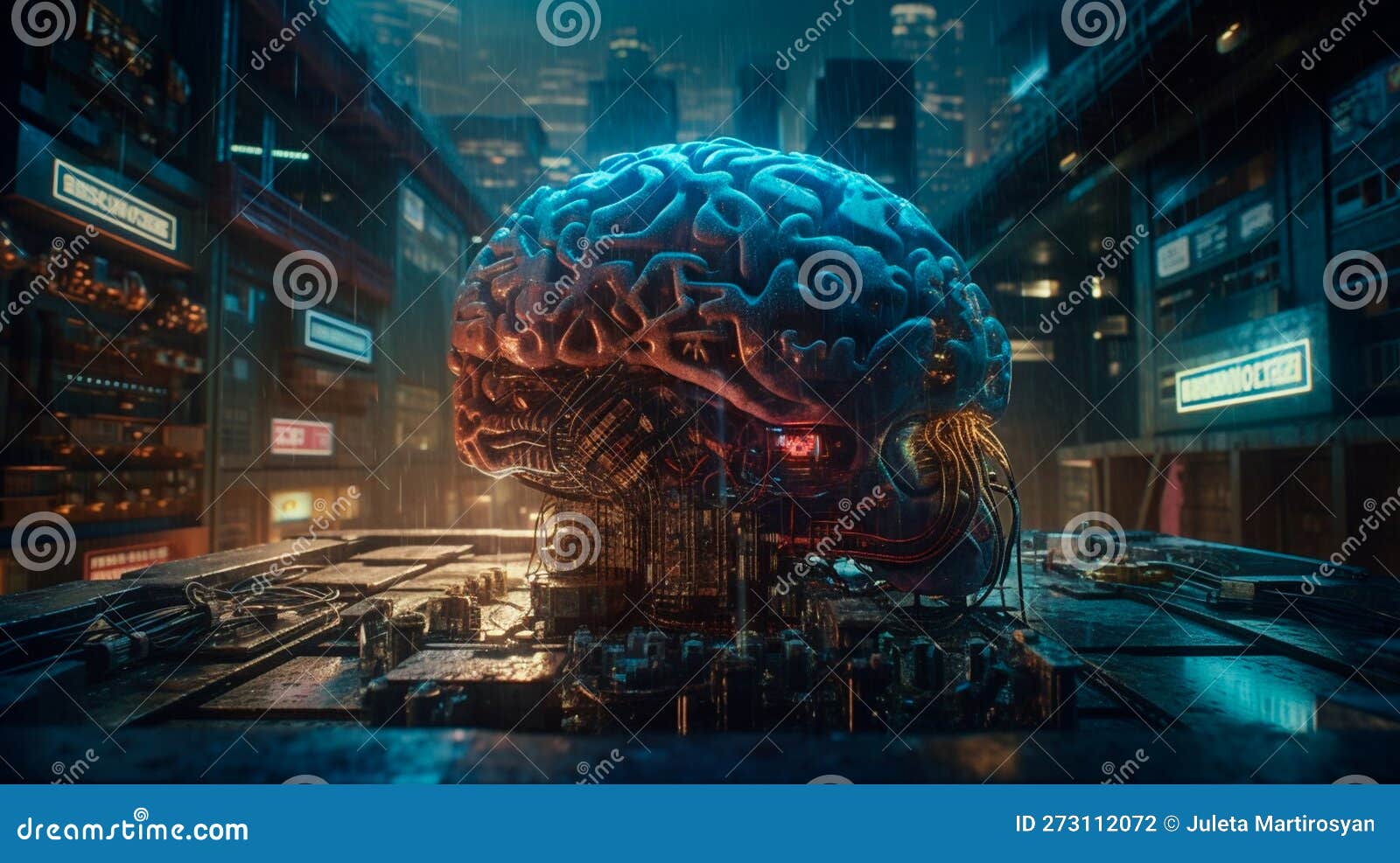 Digital Brain City. Generative AI Stock Illustration - Illustration of ...