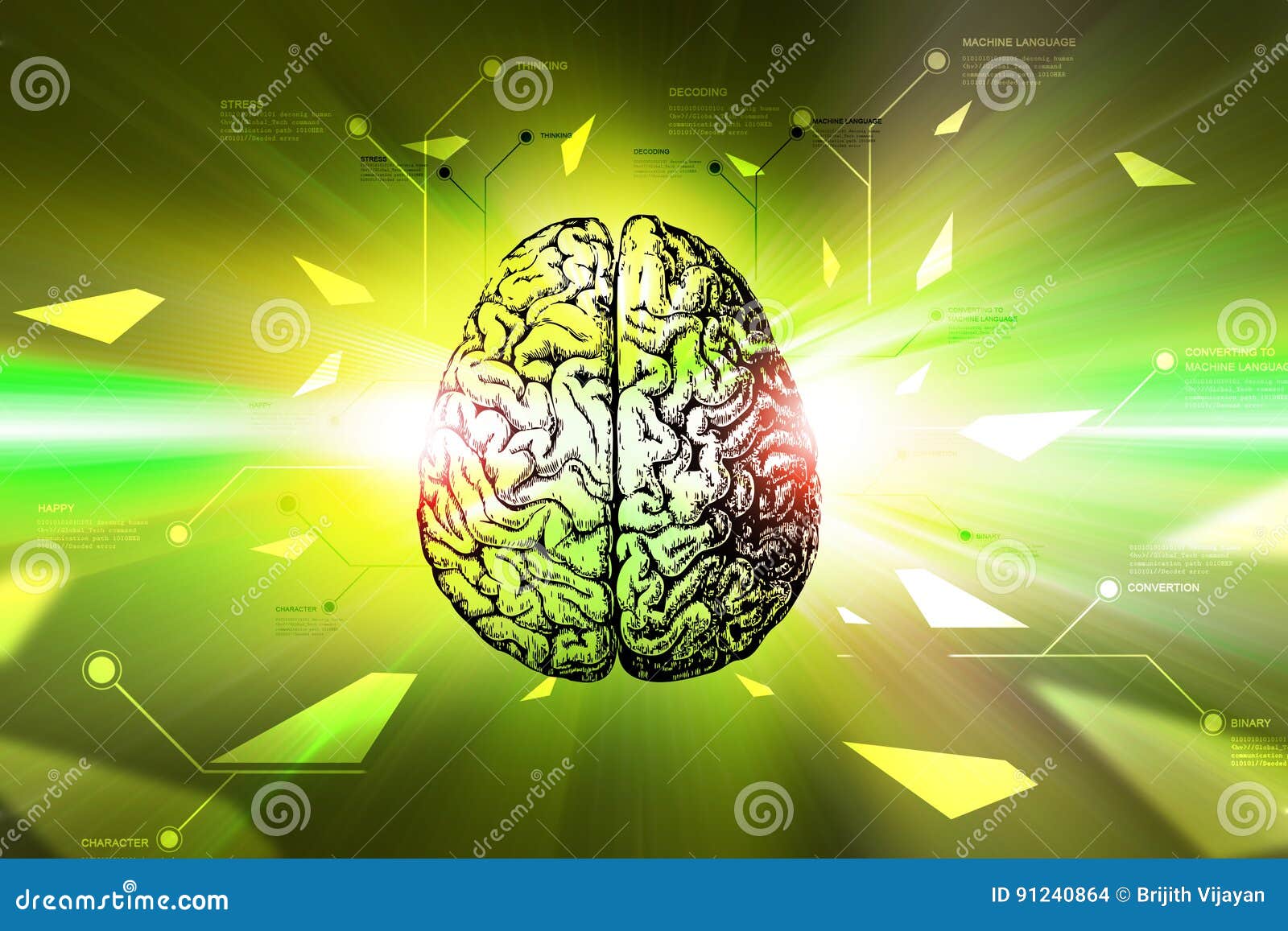 Digital brain stock illustration. Illustration of graphic - 91240864