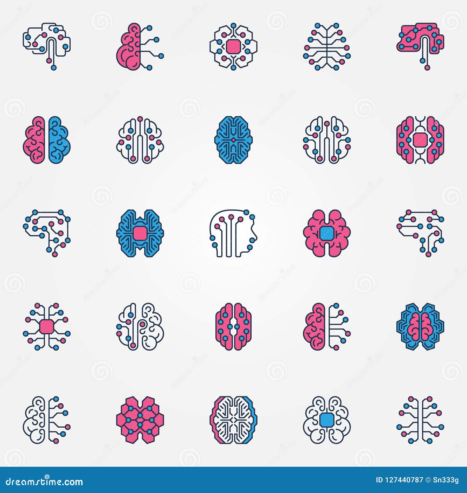 Digital Brain Colored Icons Set - Vector AI Smart Brain Signs Stock ... Digital Brain Colored Icons Set - Vector AI Smart Brain Signs Stock ...