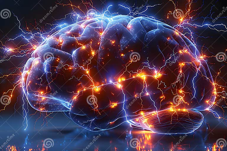 Digital Brain Concept: Neural Network Visualization with Electric ...