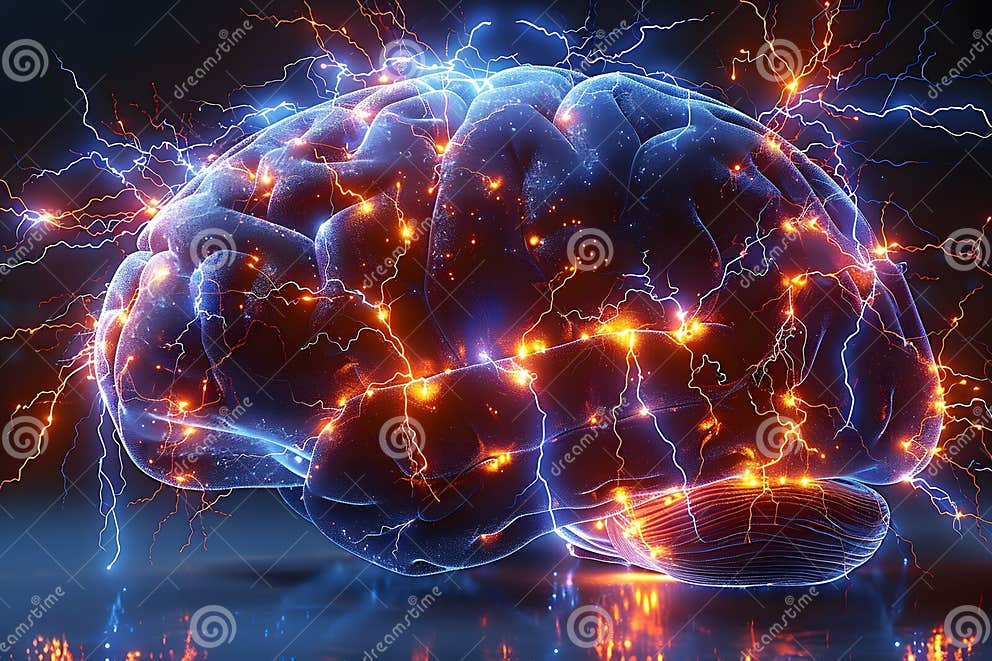 Digital Brain Concept: Neural Network Visualization with Electric ...