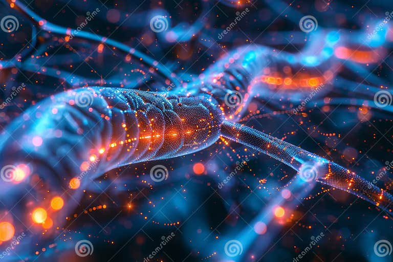 Digital Brain Concept With Neural Network Visualization Generative Ai
