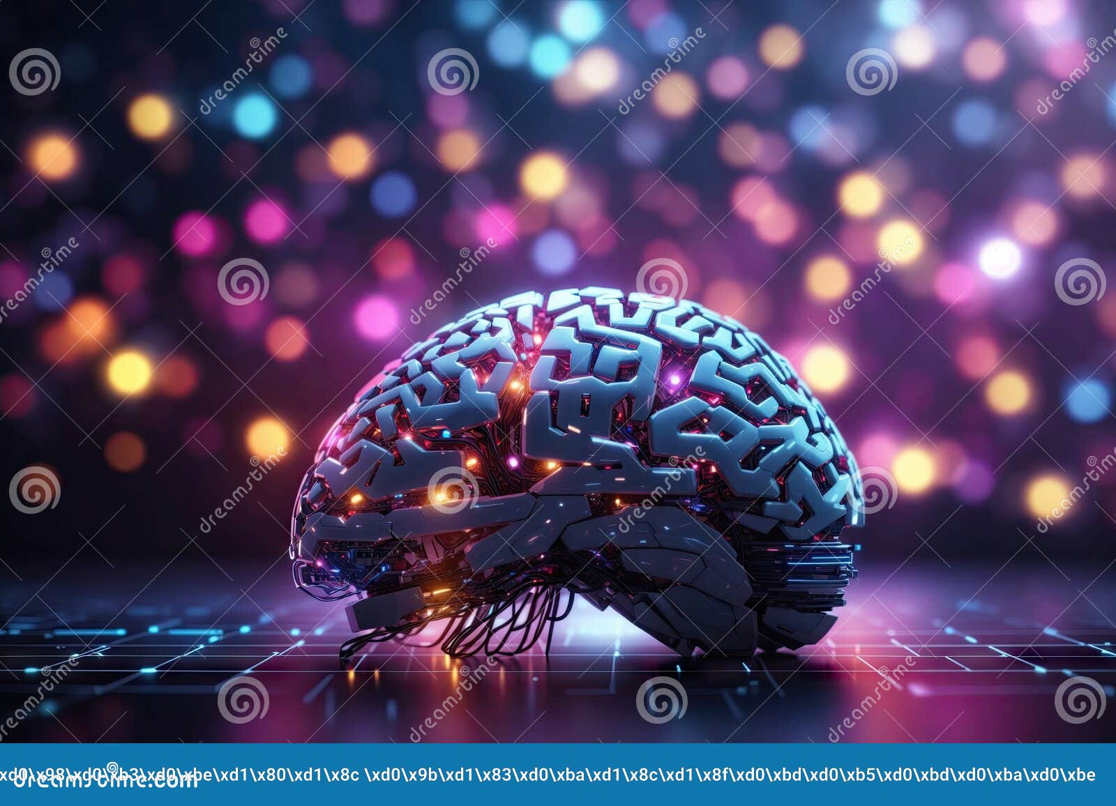 Digital Brain Connected To Data Center. Ai Generative Stock Image ...
