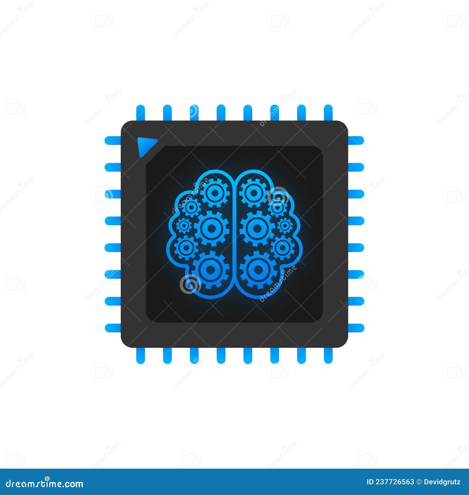 Digital Brain in 3d Style on Light Background. Big Data Vector ...