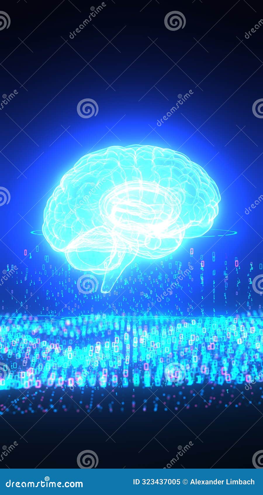 Digital Brain Data - 3D Illustration Stock Illustration - Illustration ...