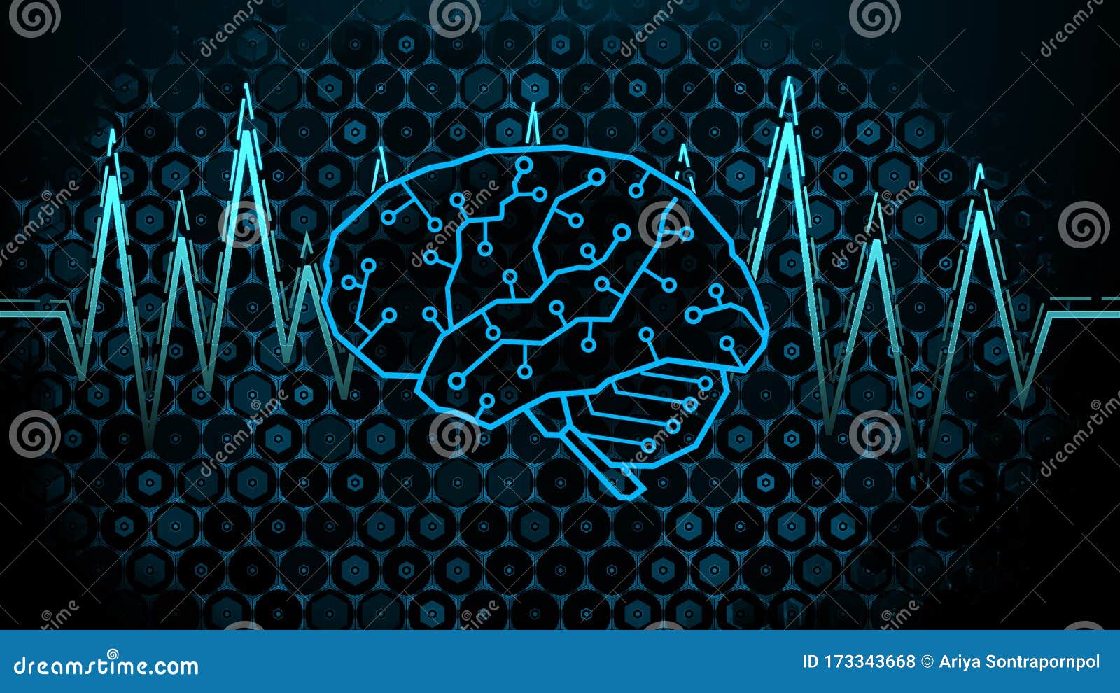 Digital Brain Design with Brainwave and Random Abstract Hexagon Tech ... Digital Brain Design with Brainwave and Random Abstract Hexagon Tech ...