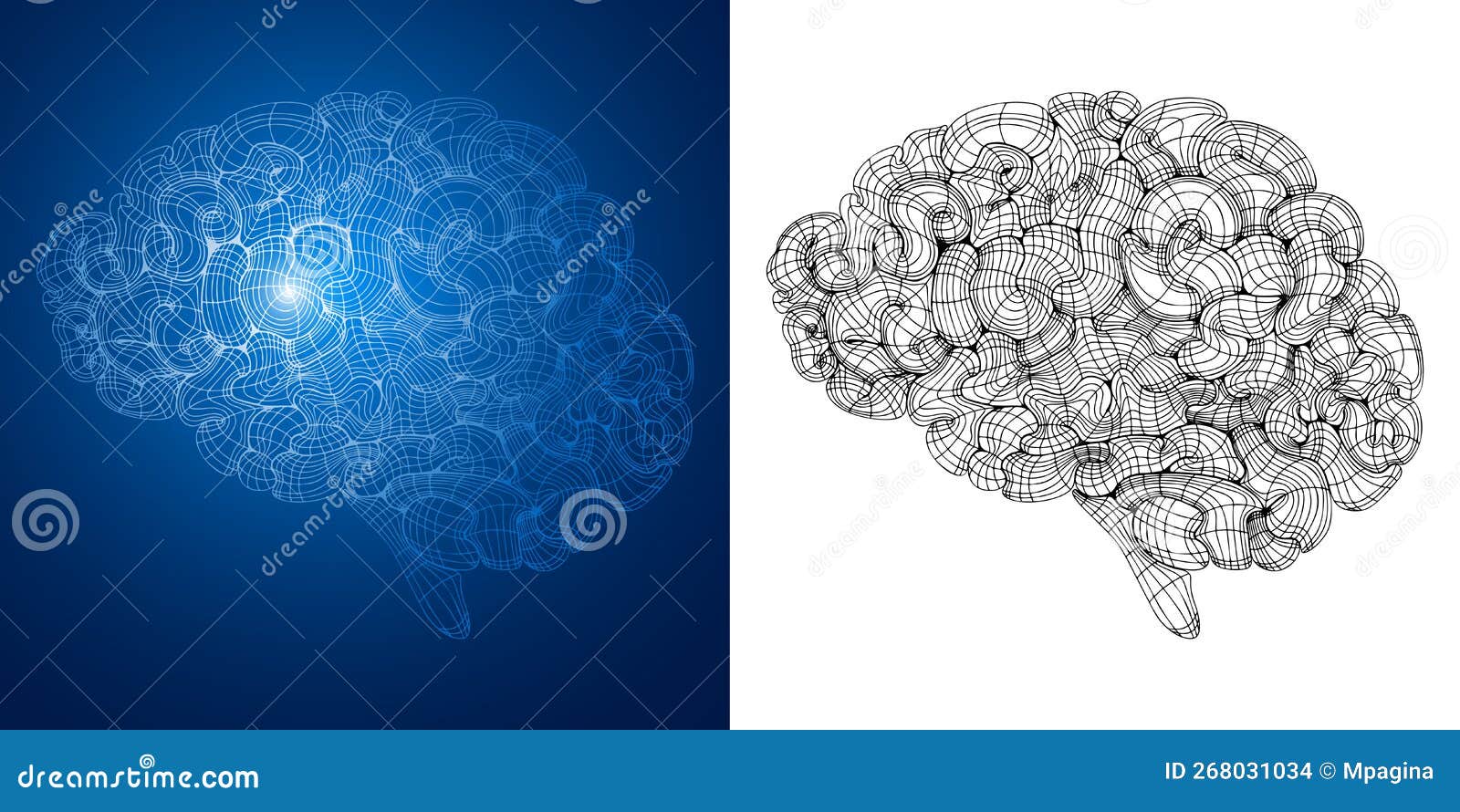 Digital Brain Drawing with Lines 3d Texture Stock Vector - Illustration ...