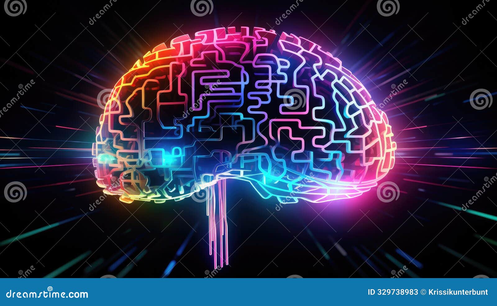 Digital Brain Future Technology AI Generated Stock Illustration ...