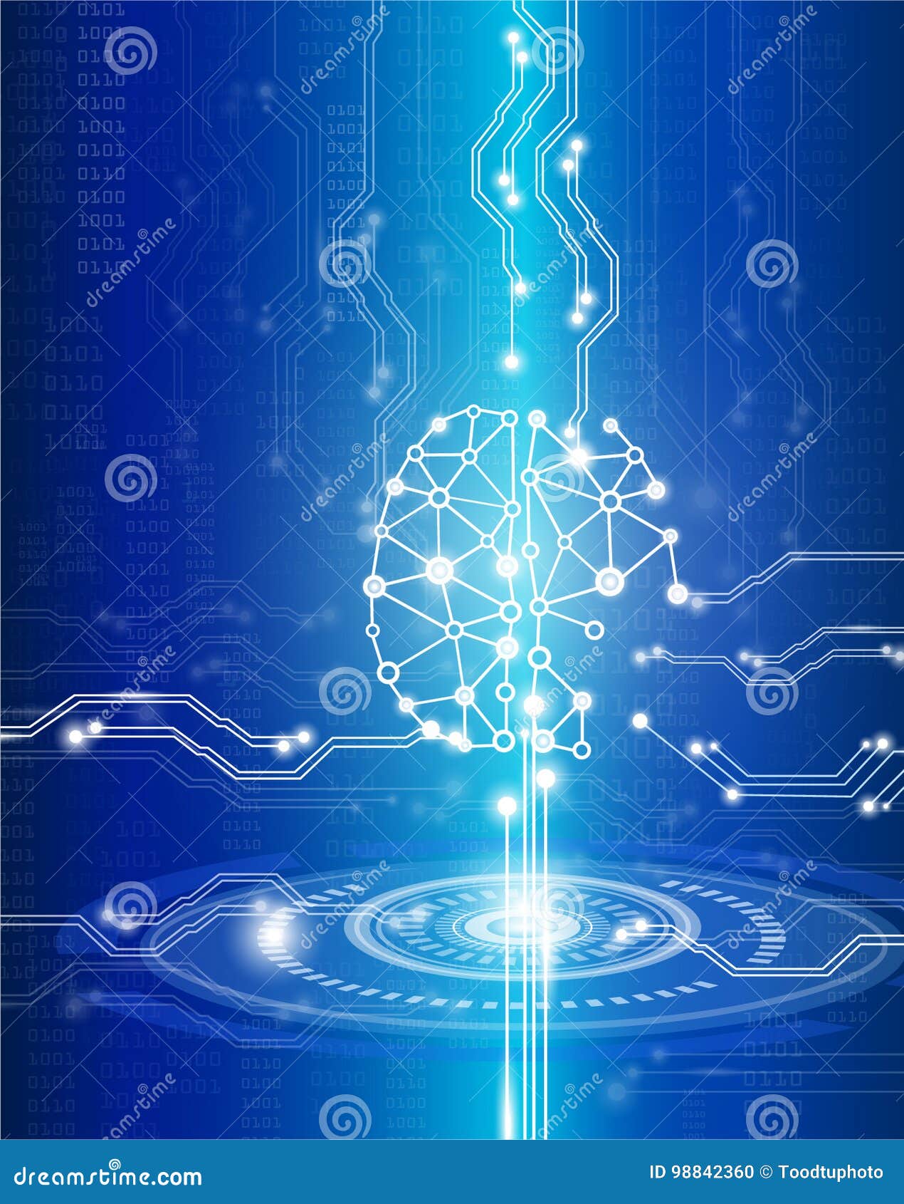 Digital brain genius stock vector. Illustration of background - 98842360
