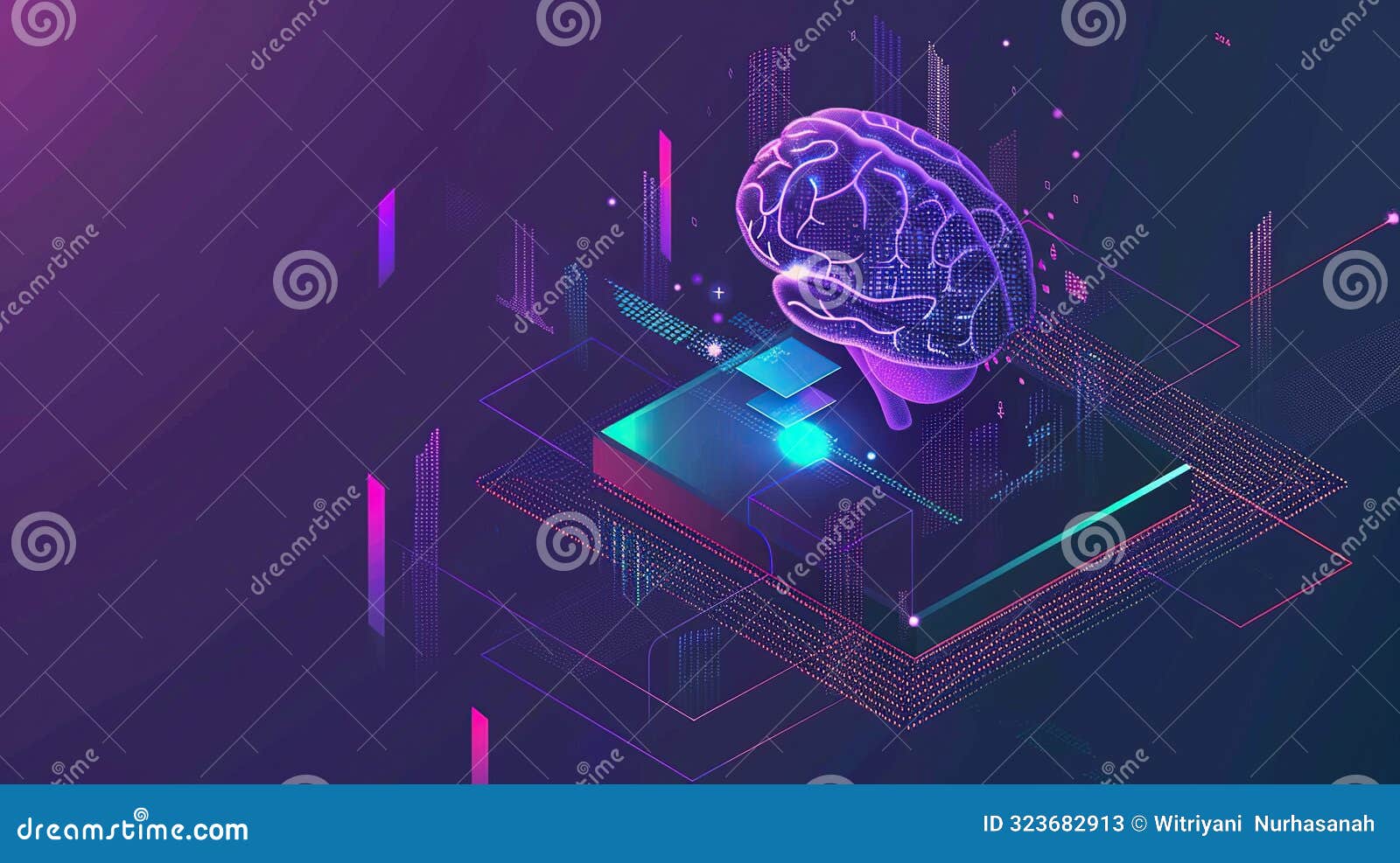 Digital Brain in Geometric Structure Stock Illustration - Illustration of science, gradient ...