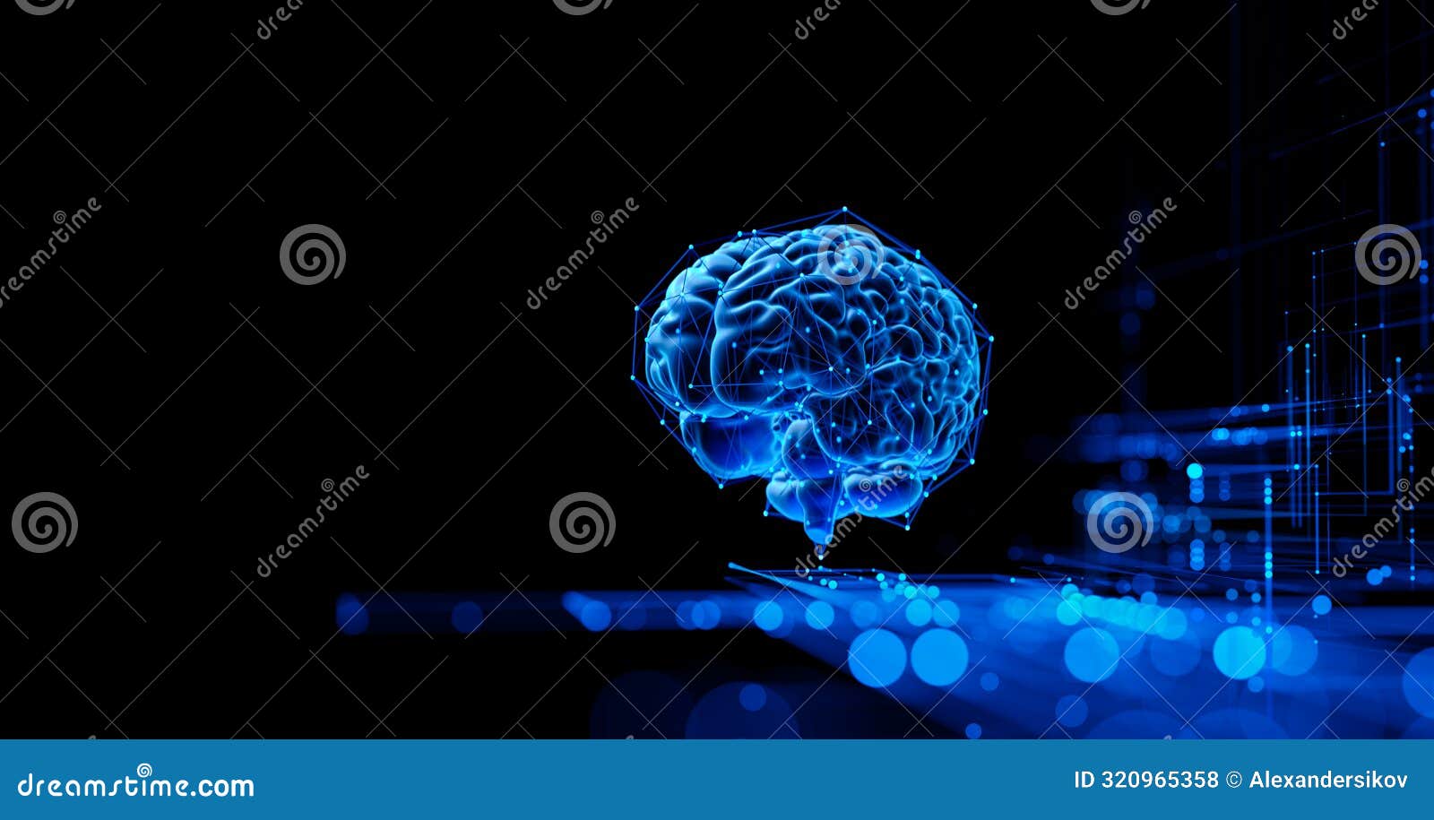 Digital Brain Hologram Hud. Artificial Intelligence AI Machine Deep ...
