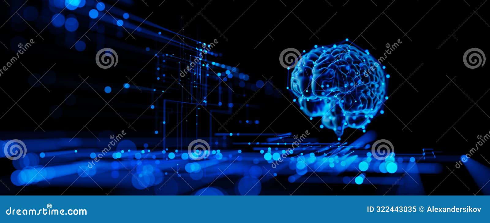 Digital Brain Hologram Hud. Artificial Intelligence AI Machine Deep ...