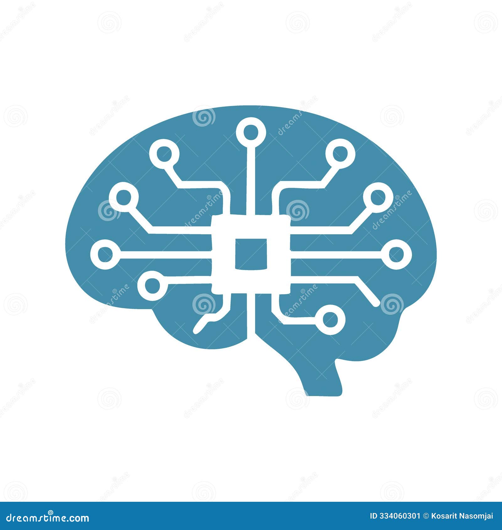 Digital Brain. Human Brain With Digital Chip, Symbol Of AI And ...