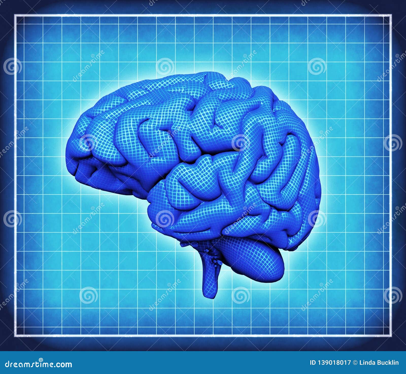 Digital Brain stock illustration. Illustration of blueprint - 139018017